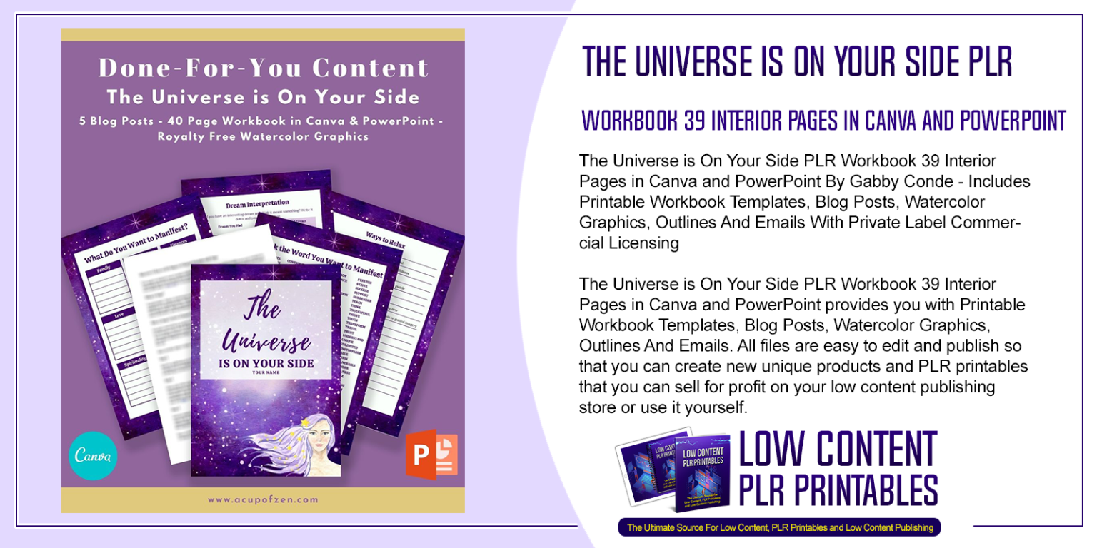 The Universe is On Your Side PLR Workbook 39 Interior Pages in Canva ...
