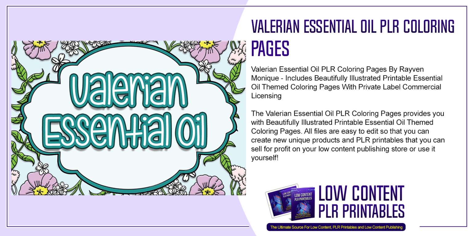 Valerian Essential Oil PLR Coloring Pages | PLR Printable Coloring Pages