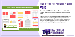 Goal Getting PLR Printable Planner Pages | PLR Planner Pages