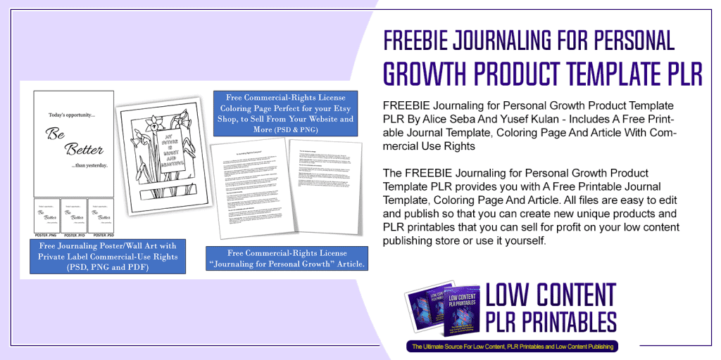 FREEBIE Journaling for Personal Growth Product Template PLR