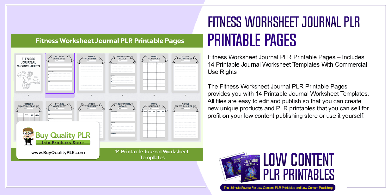 Fitness Worksheet Journal PLR Printable Pages | PLR Journal
