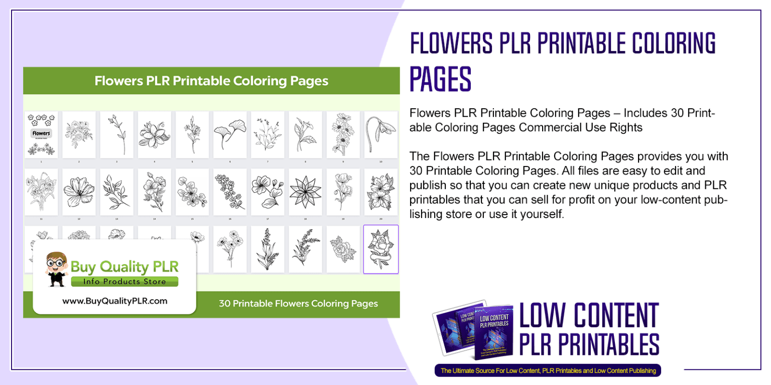 Flowers PLR Printable Coloring Pages | PLR Printable Pages
