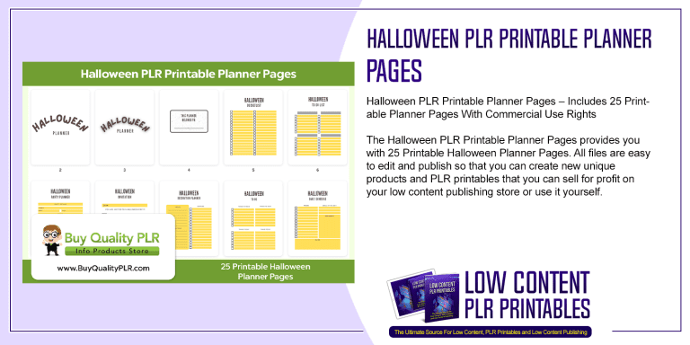 Halloween PLR Printable Planner Pages | PLR Planner Templates