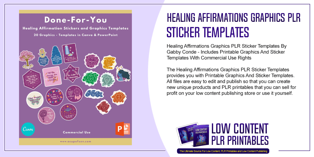 Healing Affirmations Graphics PLR Sticker Templates | PLR Print