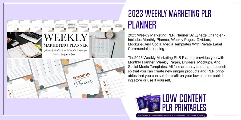 2023 Weekly Marketing PLR Planner | PLR Planner Templates