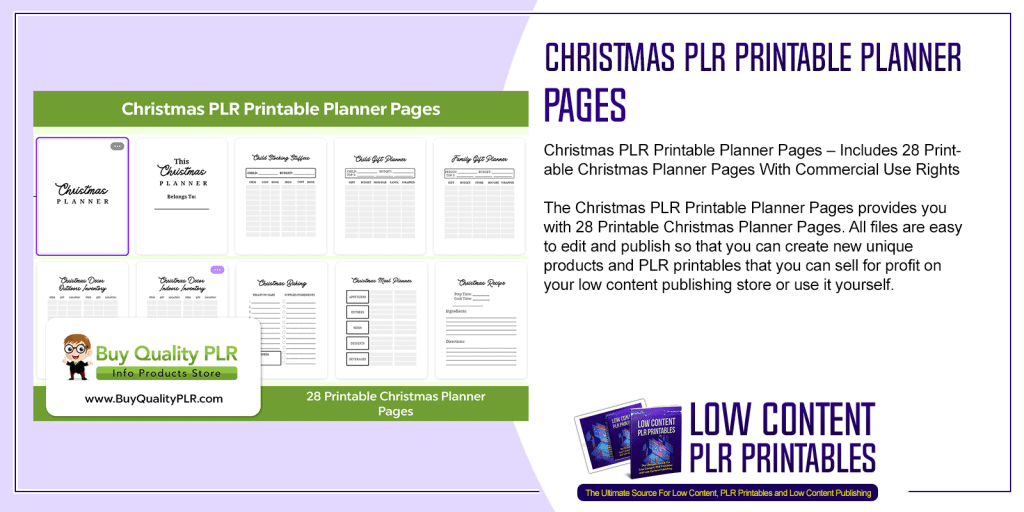 Christmas PLR Printable Planner Pages | Christmas PLR Planner
