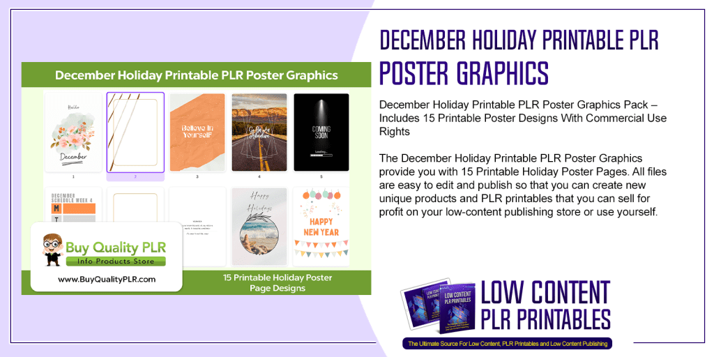December Holiday Printable PLR Poster Graphics | PLR Posters