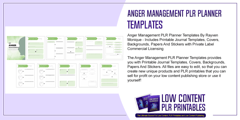 Anger Management PLR Planner Templates | PLR Planner Pages