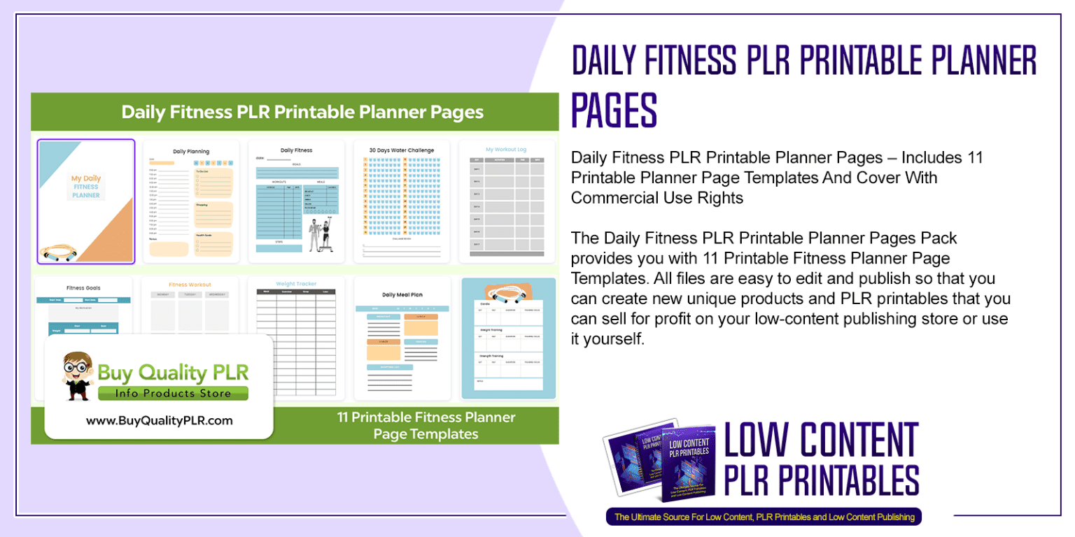 Fit4Life Printable and Digital PLR Planners | PLR Printable Planner
