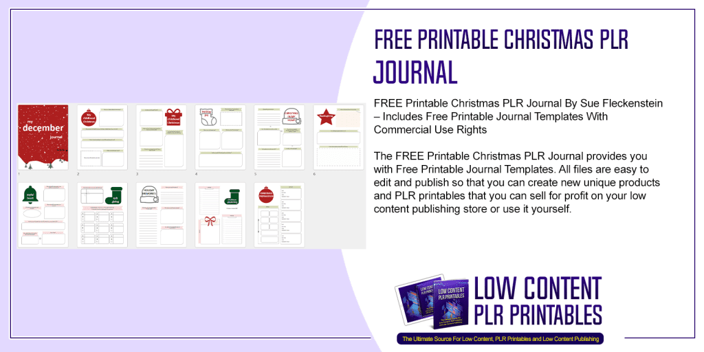 FREE Printable Christmas PLR Journal | Free PLR Journal