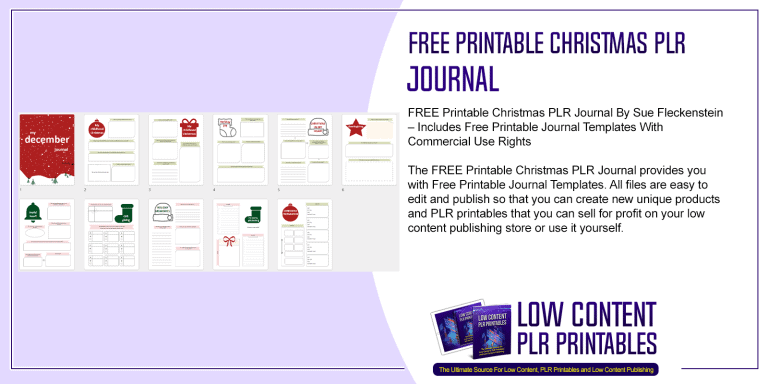 FREE Printable Christmas PLR Journal | Free PLR Journal