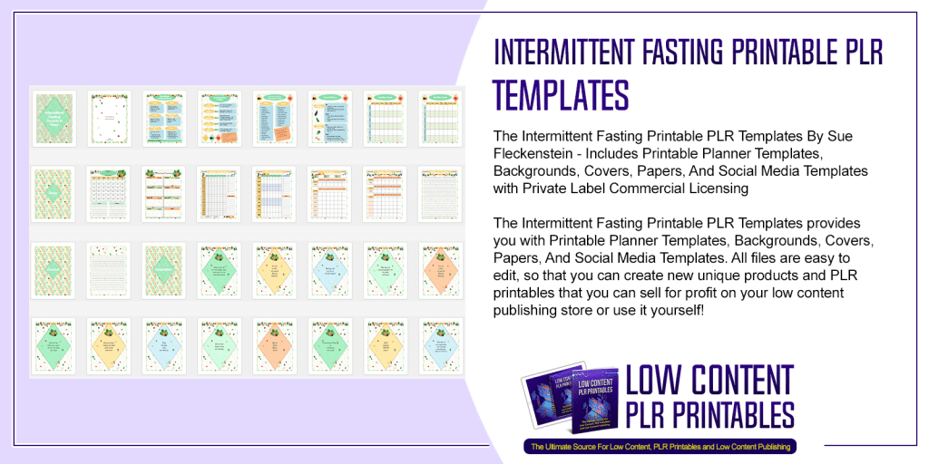 Intermittent Fasting Printable PLR Templates | PLR Printables