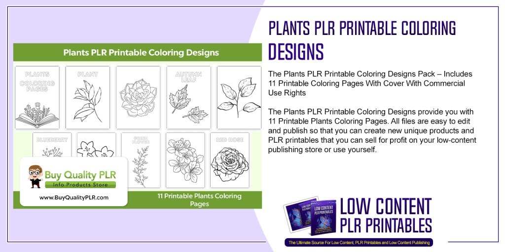 Plants PLR Printable Coloring Designs | PLR Coloring Pages