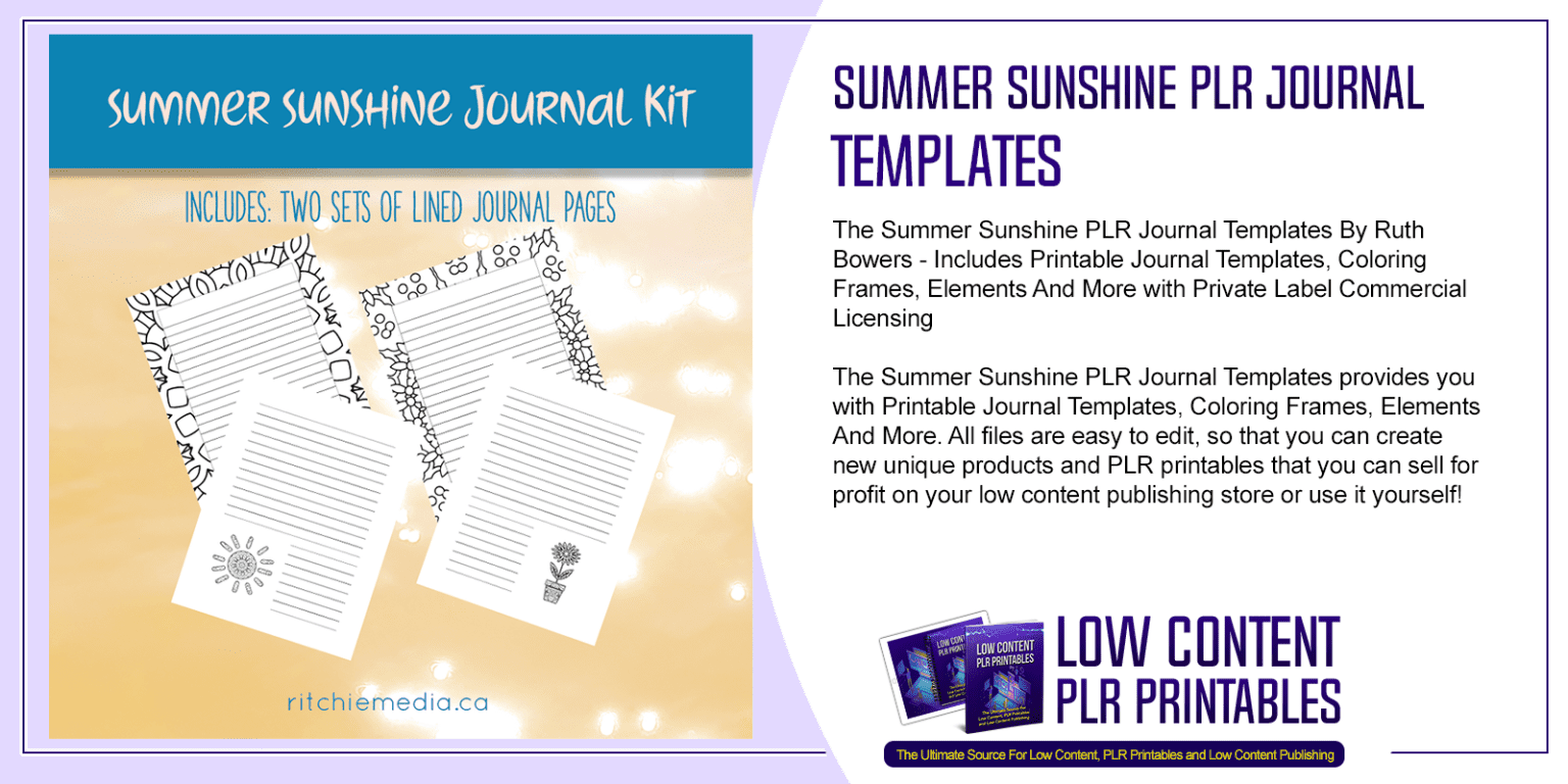 Summer Sunshine PLR Journal Templates | PLR Journal Printables