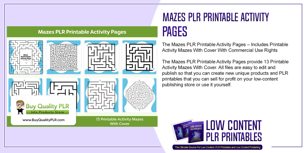 Mazes PLR Printable Activity Pages | PLR Activity Printable Pages
