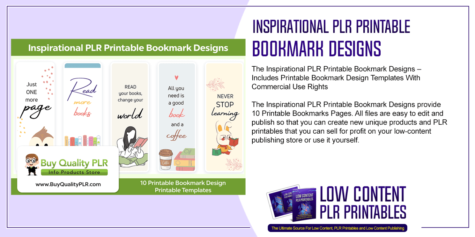 Inspirational PLR Printable Bookmark Designs | PLR Graphics