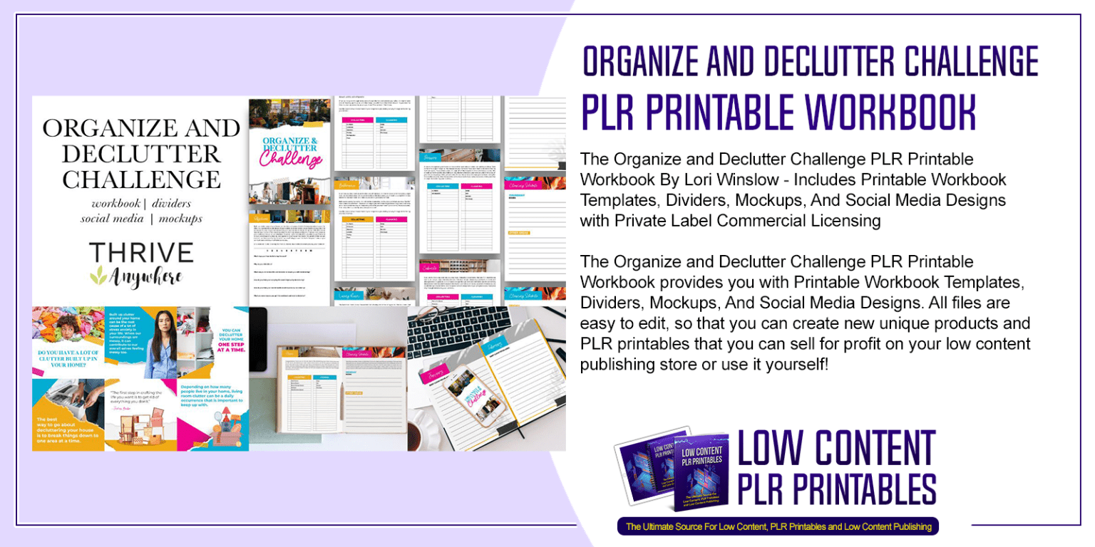 Organize and Declutter Challenge PLR Printable Workbook