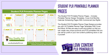 Student PLR Printable Planner Pages | Student PLR Planner