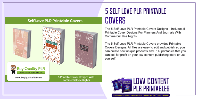 5 Self Love PLR Printable Covers | PLR Self Love Cover Templates