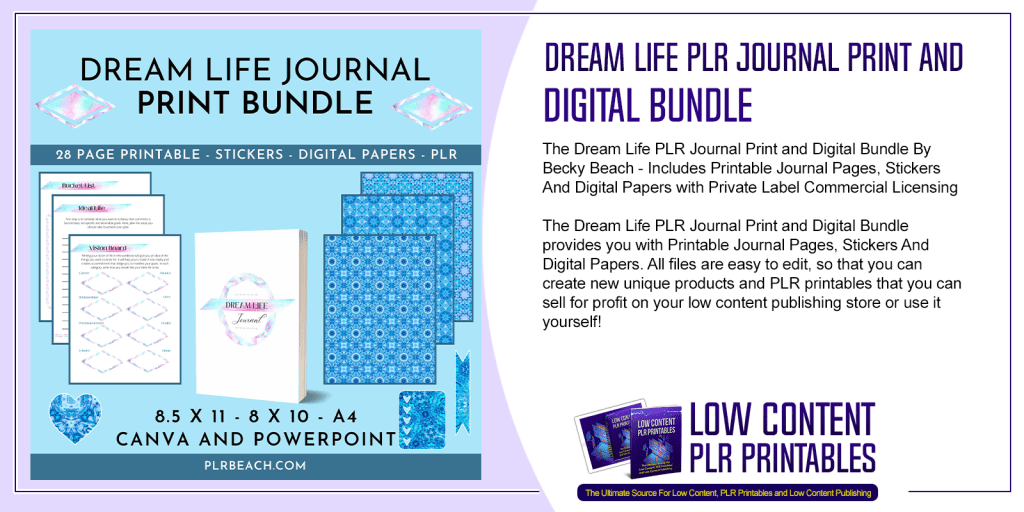 Dream Life PLR Journal Print and Digital Bundle | PLR Journal