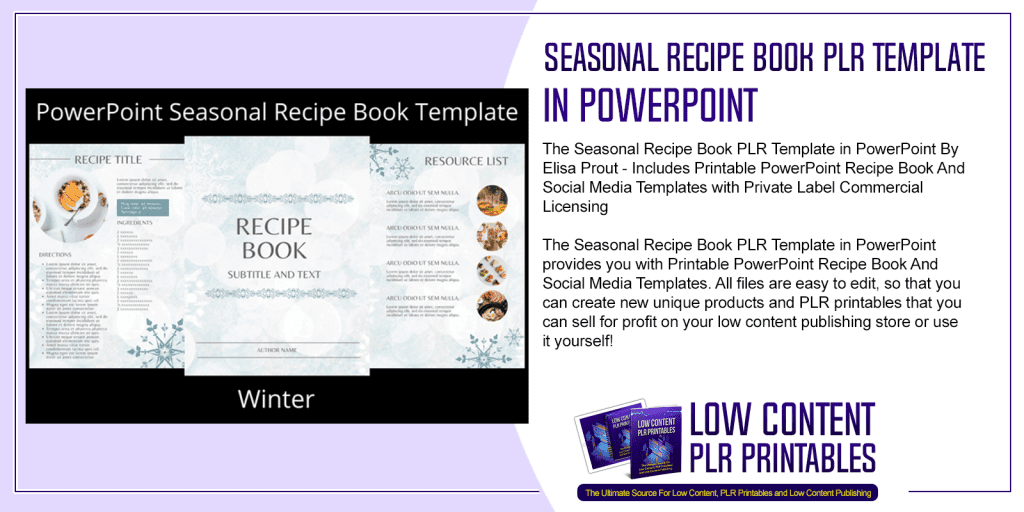 Seasonal Recipe Book PLR Template in PowerPoint | PLR Recipes