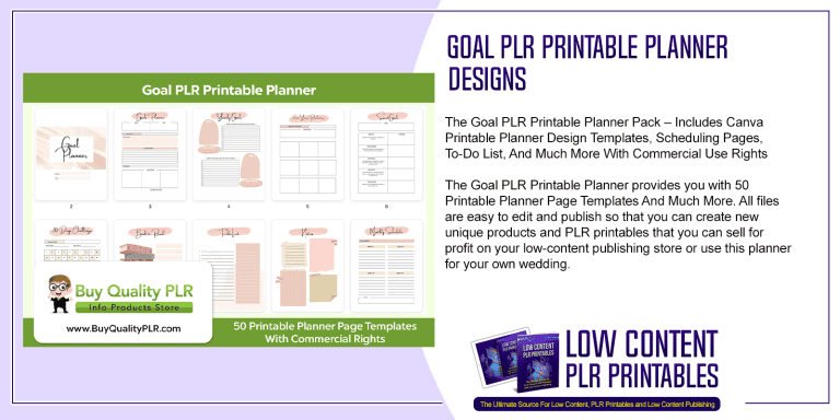 Goal PLR Printable Planner Designs | PLR Planner Templates