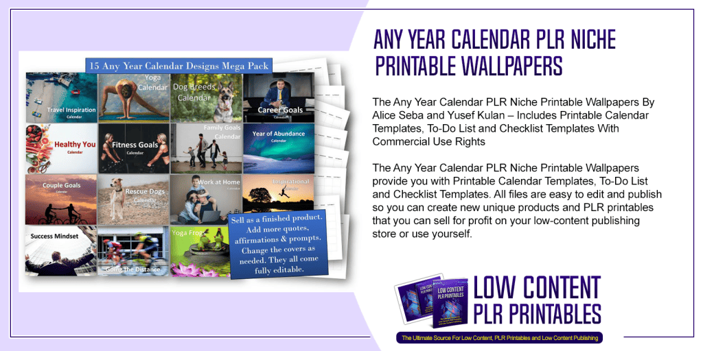 Any Year Calendar PLR Niche Printable Wallpapers | PLR Calendar