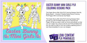 Easter Bunny Mini Girls PLR Coloring Designs Pack | Coloring PLR
