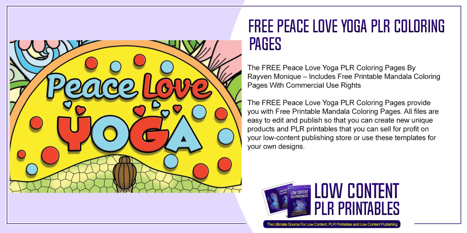 FREE Peace Love Yoga PLR Coloring Pages | Free Coloring pages