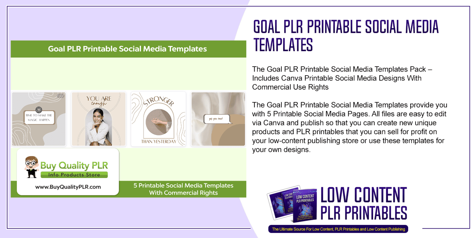Goal PLR Printable Social Media Templates | Social Media Designs