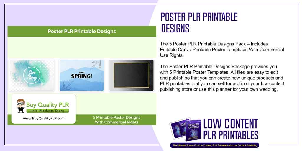 Poster PLR Printable Designs | PLR Printable Poster Templates