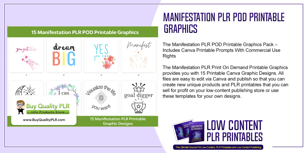 Manifestation PLR POD Printable Graphics | PLR Printable Graphic