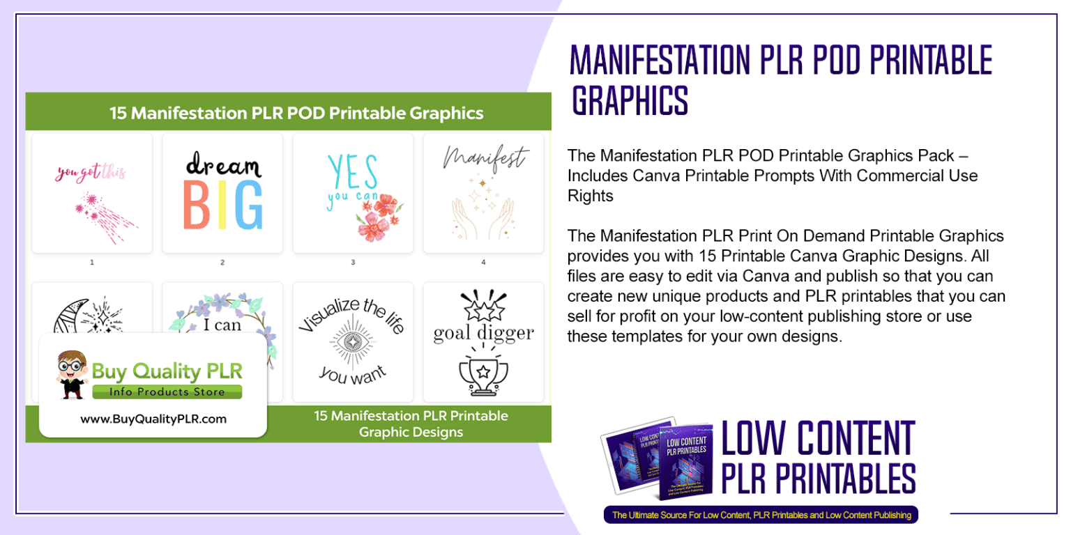 Manifestation PLR POD Printable Graphics | PLR Printable Graphic