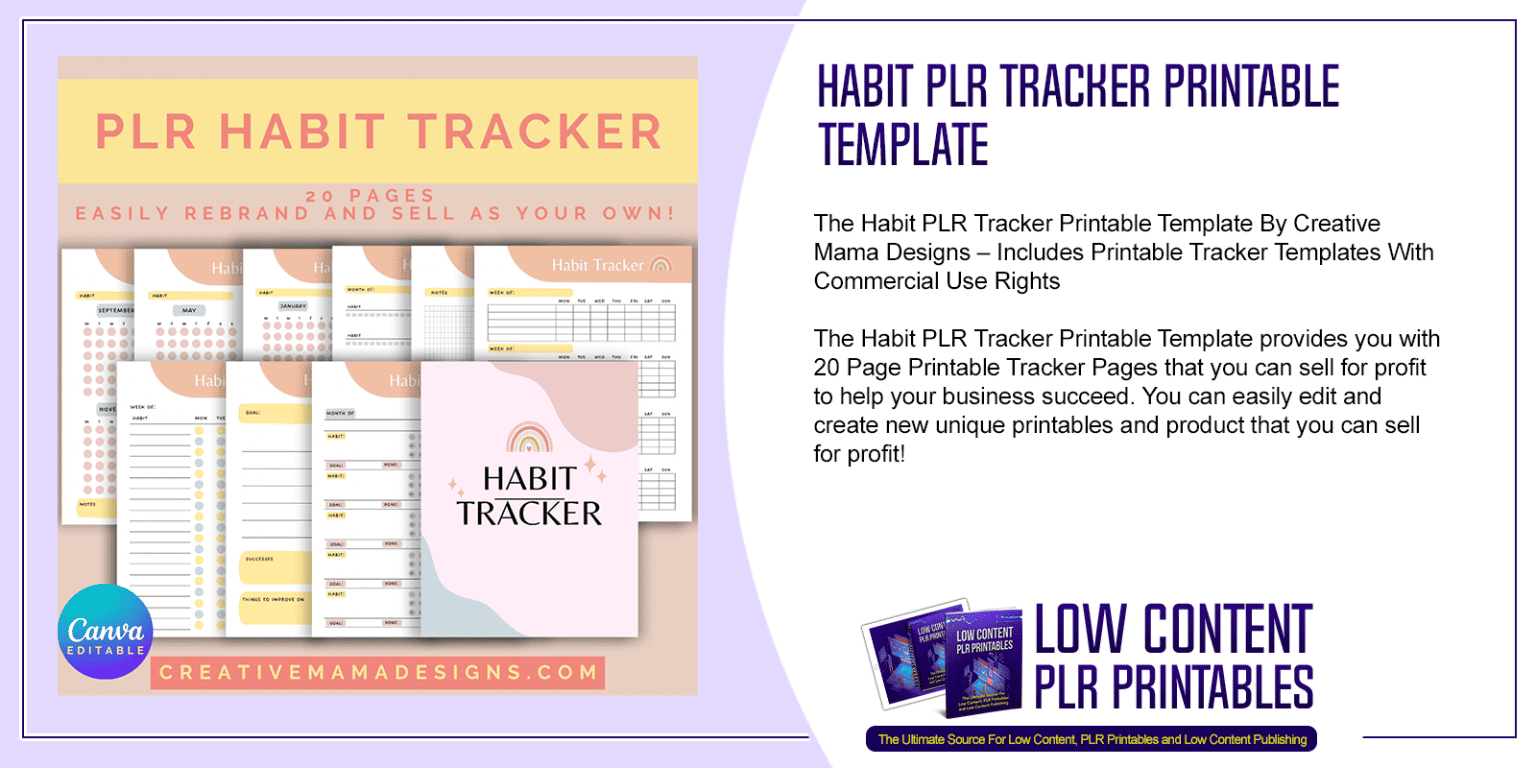 Habit PLR Tracker Printable Template | PLR Printable Tracker