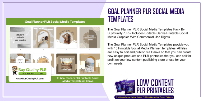 Goal Planner PLR Social Media Templates | Social Media Printable