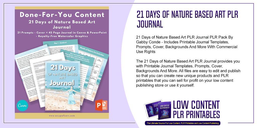 21 Days of Nature Based Art PLR Journal | PLR Printable Journal
