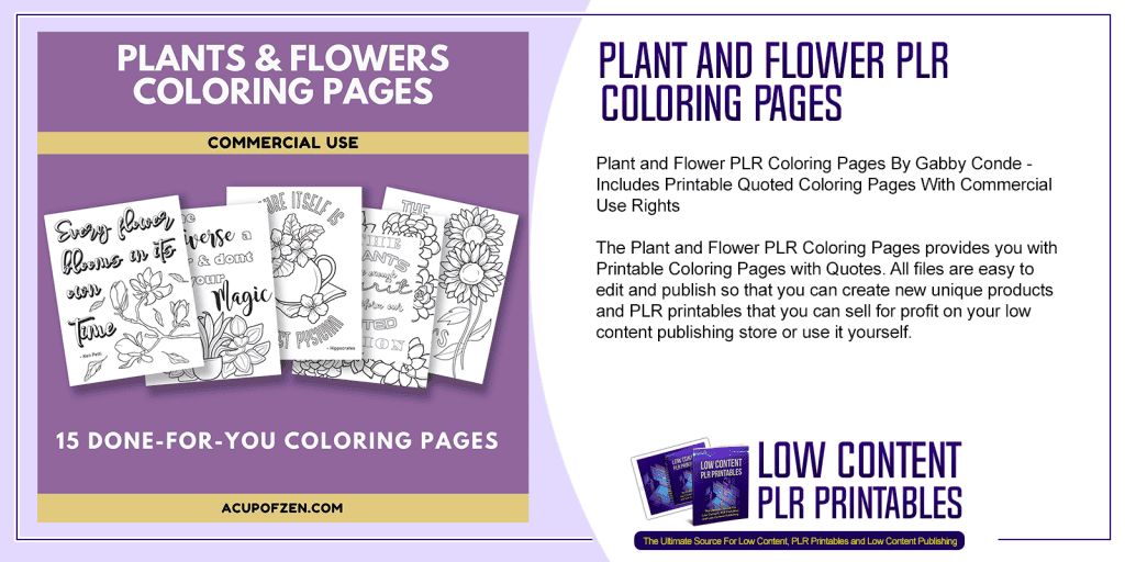 Plant and Flower PLR Coloring Pages | PLR Coloring Printables