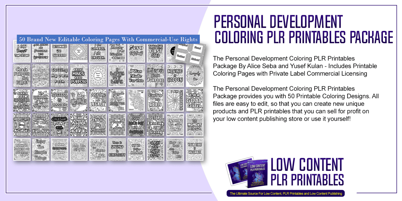 Personal Development Coloring PLR Printables Package