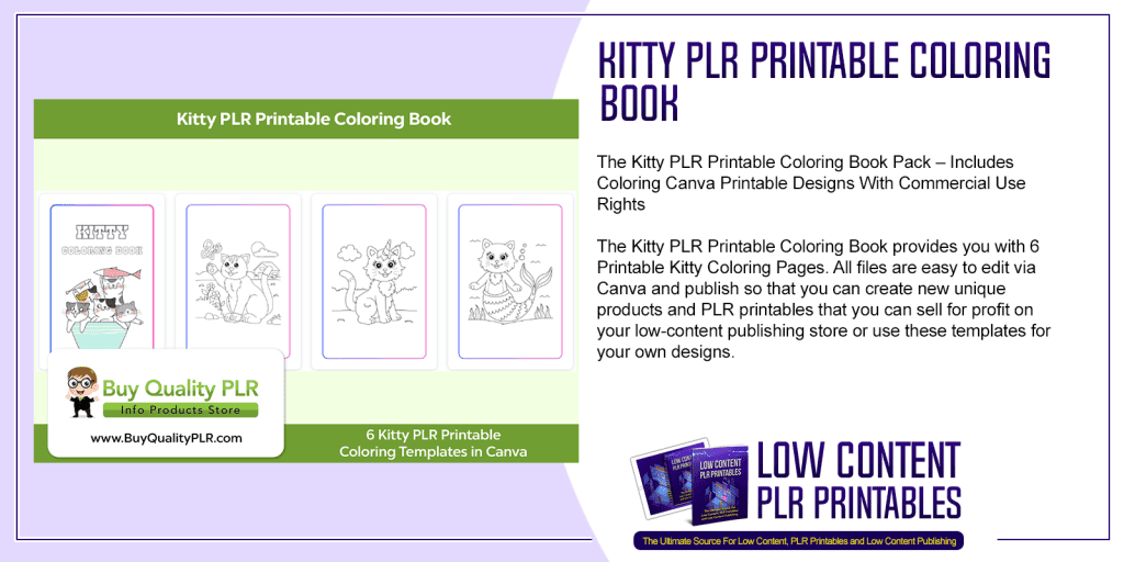 Kitty PLR Printable Coloring Book | Printable Coloring Book
